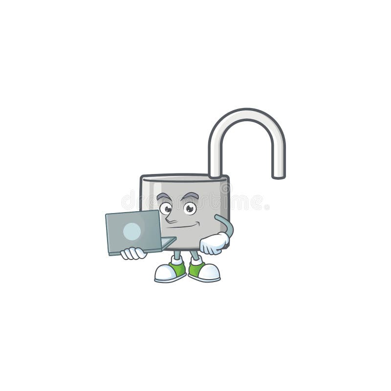 With Laptop Unlock Key with Cartoon Character Design Stock Vector ...