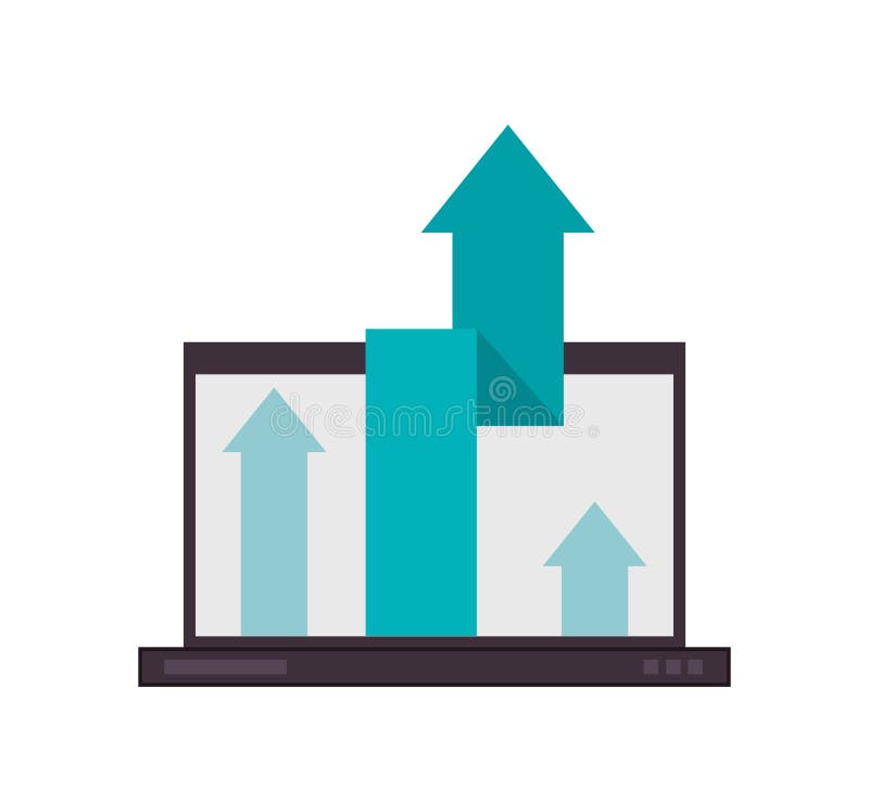Laptop and up arrow icon stock vector. Illustration of trendy - 77278807