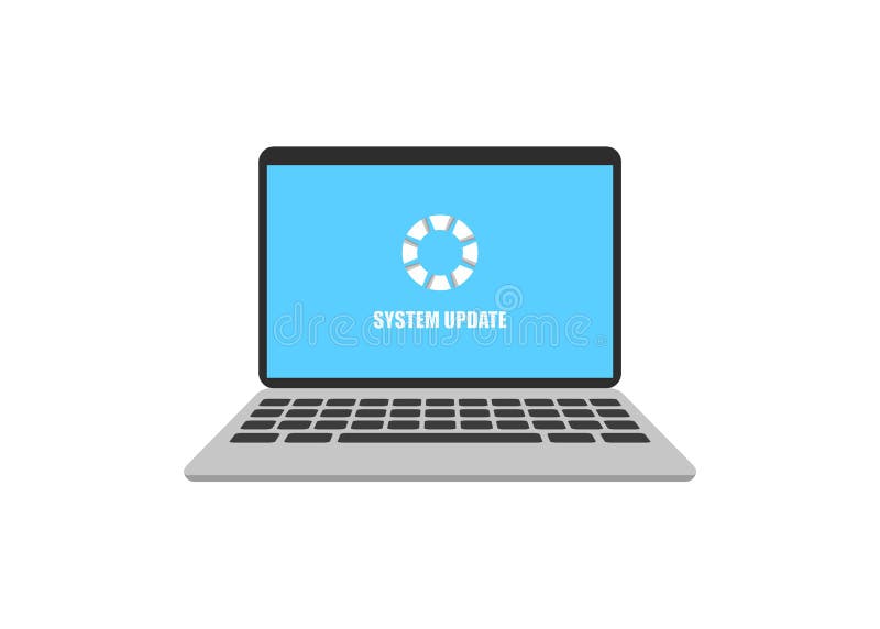 Laptop Update in Flat Style on a White Background Stock Illustration ...