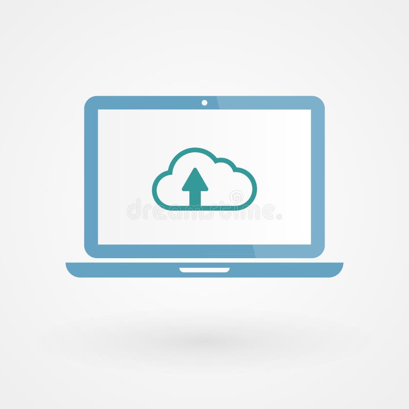 Laptop and Upload Cloud. Concept of Upload. Vector Illustration, Flat ...