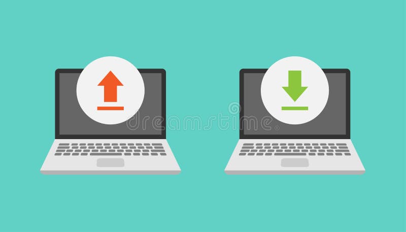 Laptop and Upload Download Vector Stock Vector - Illustration of file ...