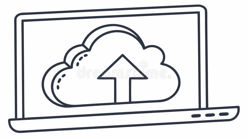 Laptop Uploading Data To the Cloud, an Icon for Online Storage and ...
