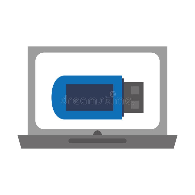 Laptop with usb stock illustration. Illustration of laptop - 73302693