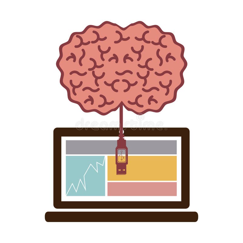 Brain Connected To Laptop Stock Illustrations – 52 Brain Connected To ...