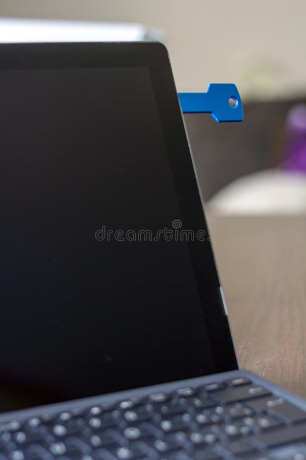 Laptop with a USB Flash Drive Connected Stock Image - Image of laptop ...