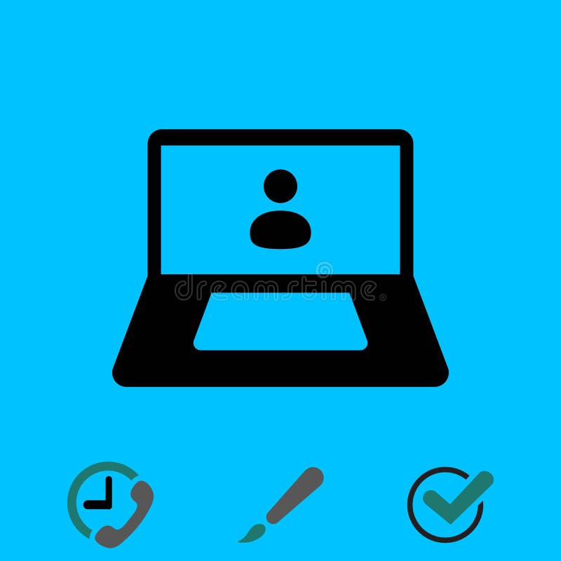 Laptop with User Icon in the Middle Vector Illustration Flat Design ...