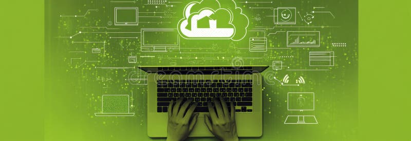 A Laptop User Using Cloud Computing Stock Photo - Image of concept ...