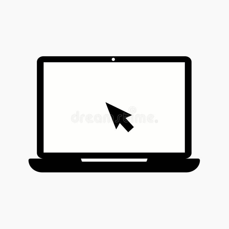 Laptop Vector Icon. Computer with Click Mouse Pointer Symbol Isolated ...