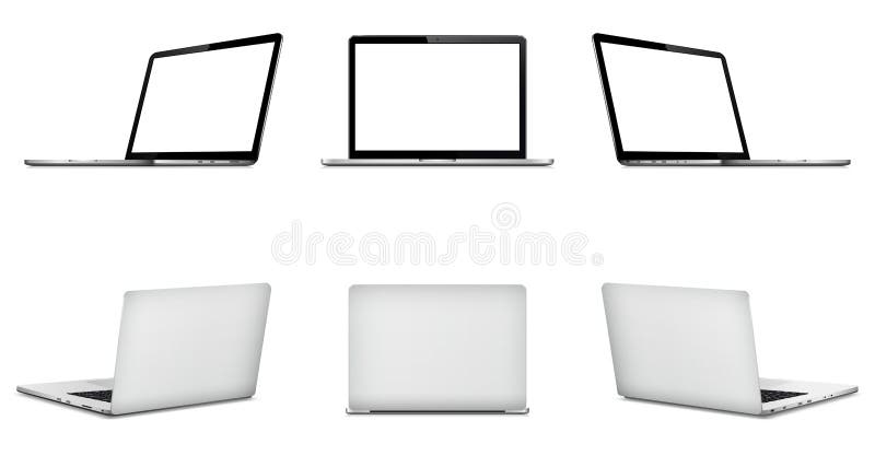 Laptop Vector Set, Front and Back Side Notebook Mock Up Stock Vector ...