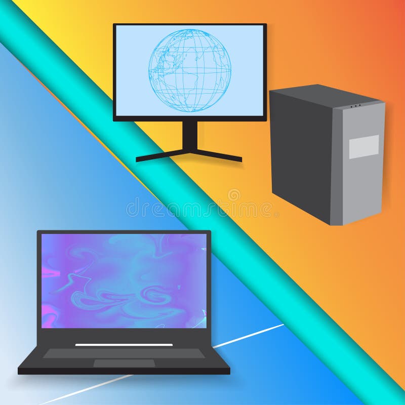 Laptop Versus Desk Computer Concept Stock Vector - Illustration of ...