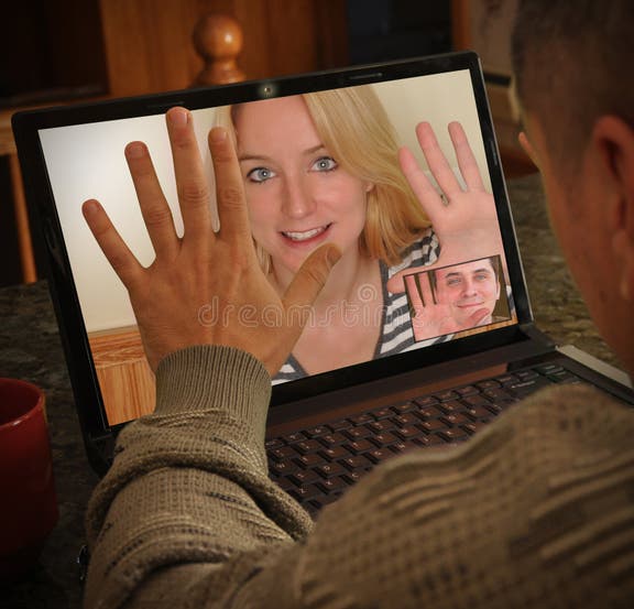 Laptop Video Camera People Chatting Stock Image - Image of meeting ...