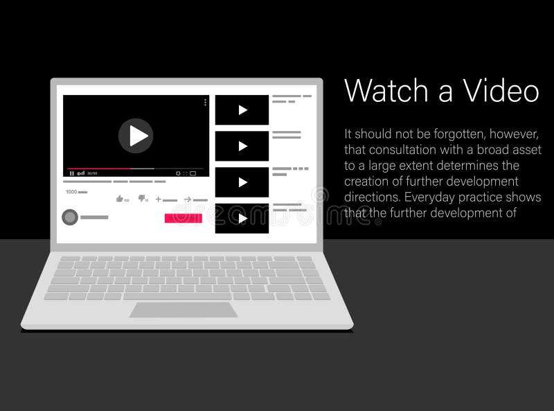Laptop and Video Player on Dark Background Vector Stock Vector ...