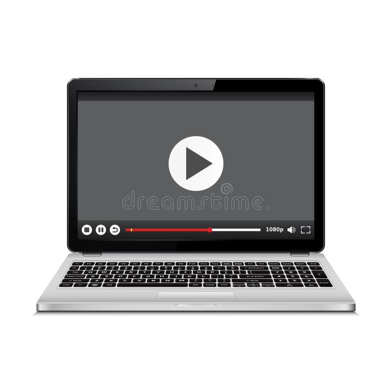 Laptop with Video Player on Screen. Online Streaming Service on Laptop ...