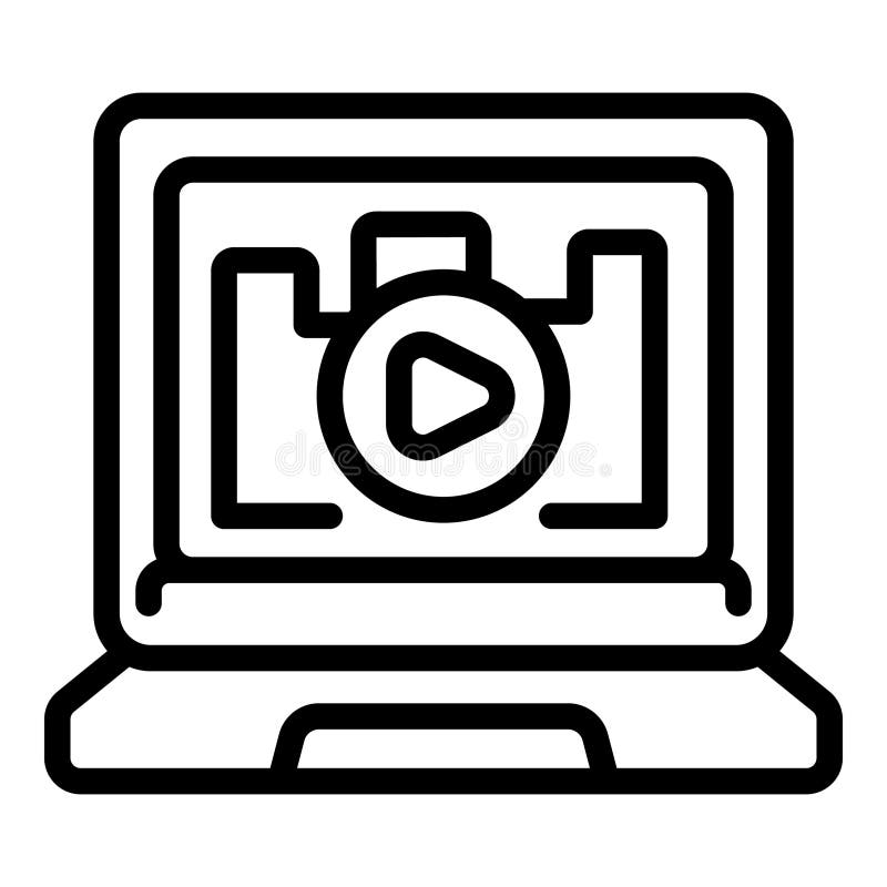 Laptop Video Reality Icon Outline Vector. Virtual Tour Stock ...