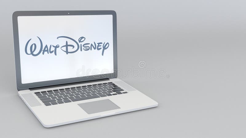 Laptop with Walt Disney Pictures Logo. Computer Technology Conceptual ...