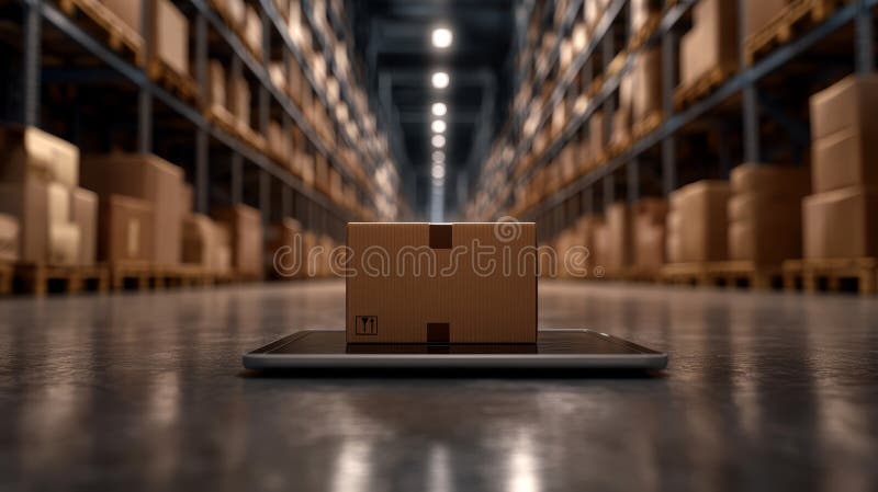 Laptop on Warehouse Floor, Enhancing Inventory, Logistics, and Supply ...