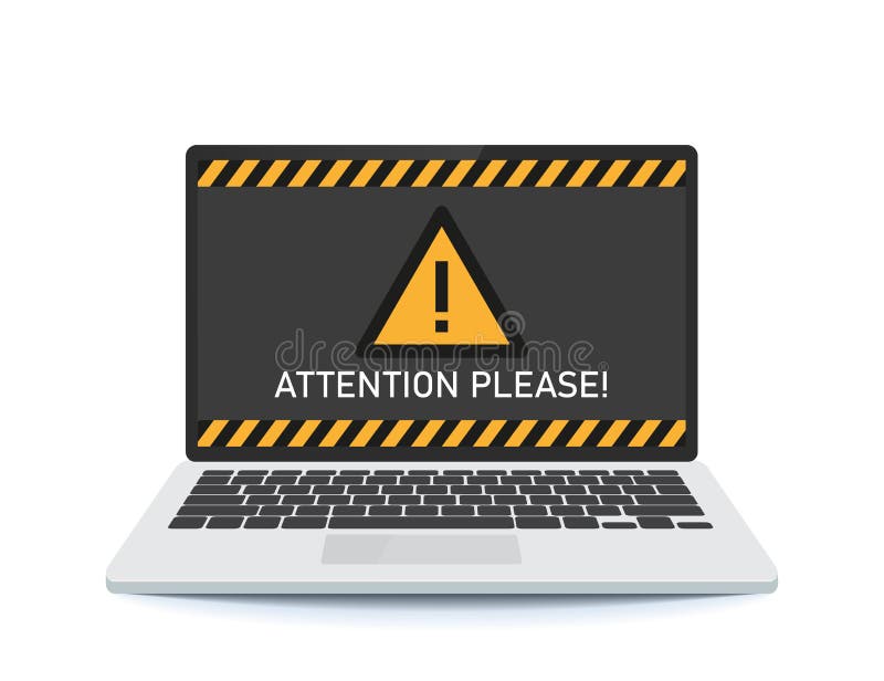 Laptop Warning Sign. Computer Notice, Exclamation Point. Stock Vector ...