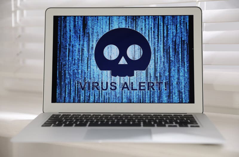 Laptop with Warning about Virus Attack on Window Sill Stock Image ...