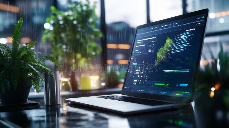 Laptop Weather Data Analysis Rainy Day Laptop Screen Displays Weather ...