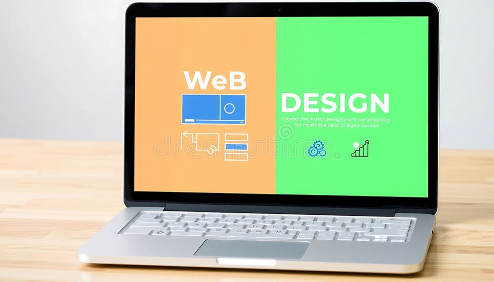 Laptop with Web Design Screen, Showcasing Technology and Digital ...