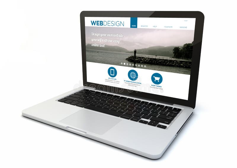 Laptop webdesign stock illustration. Illustration of wallpaper - 61170978
