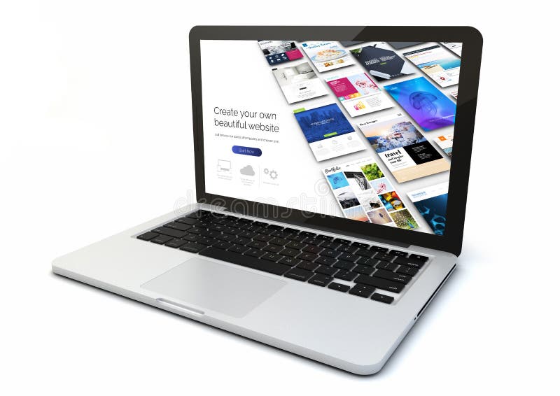 Website Builder Design Concept with Man on Laptop Stock Vector ...