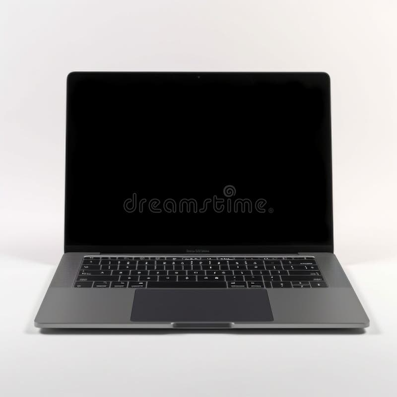 Laptop on White Background with Blank Black Screen for Your Text Stock ...