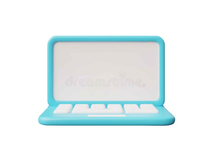 Laptop with White Blank Screen 3D Vector Icon, Portable Computer Gadget ...