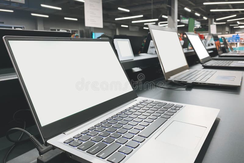 Computer Department in a Big Store Stock Image - Image of purchase ...