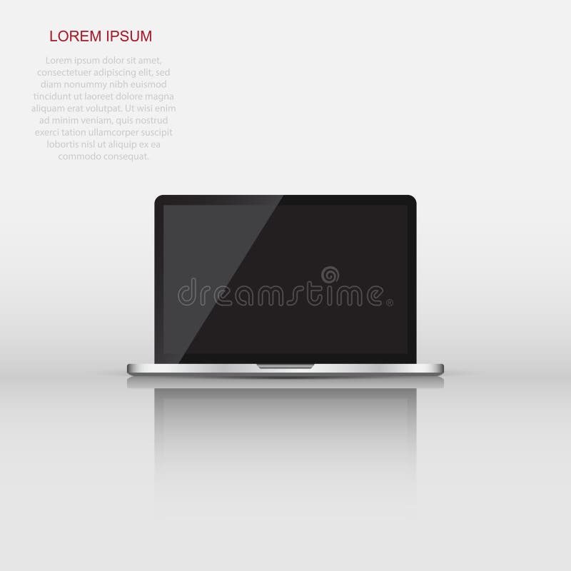 Laptop with White Screen Flat Icon. Computer Vector Illustration on ...