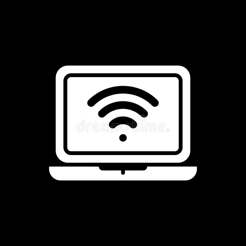 Laptop Wifi Icon. Vector Illustration Isolated on Black Stock Vector ...