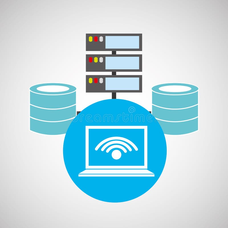 Laptop Wifi Language Data Base Storage Stock Vector - Illustration of ...