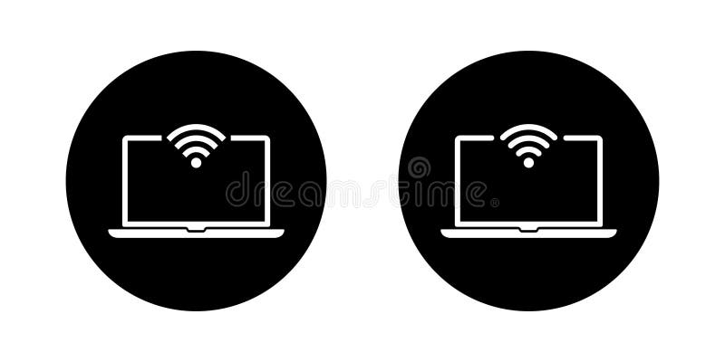 Laptop with WiFi Signal Icon. Wireless Internet on Notebook Device ...