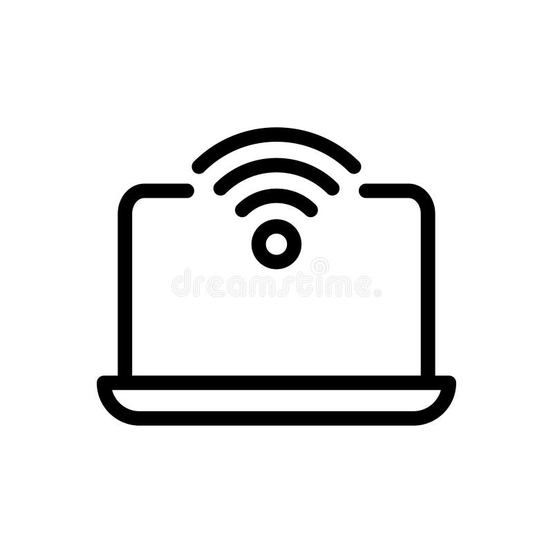 Laptop wifi stock vector. Illustration of flat, symbol - 217758422