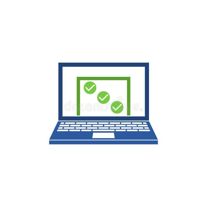 Laptop with Window Online Testing Form Icon Isolated on White ...