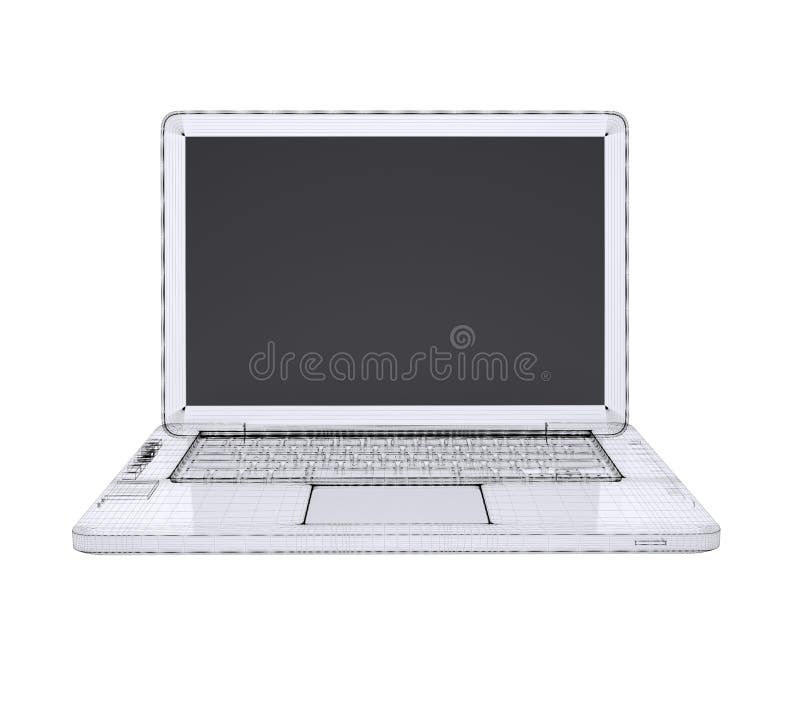 Laptop. Wire frame stock illustration. Illustration of isolated - 43437800