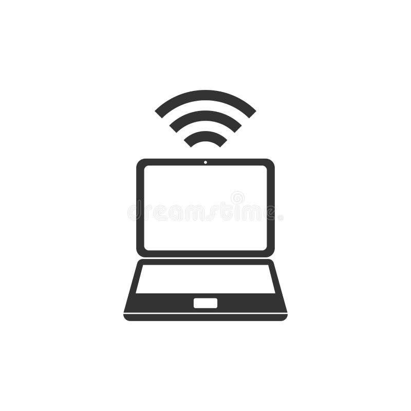 Laptop and Wireless Icon Isolated. Wireless Technology, Wi-Fi ...