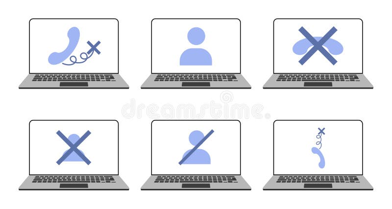 Laptop with Wireless Not Connected on Screen. Flat Vector Simple Icon ...