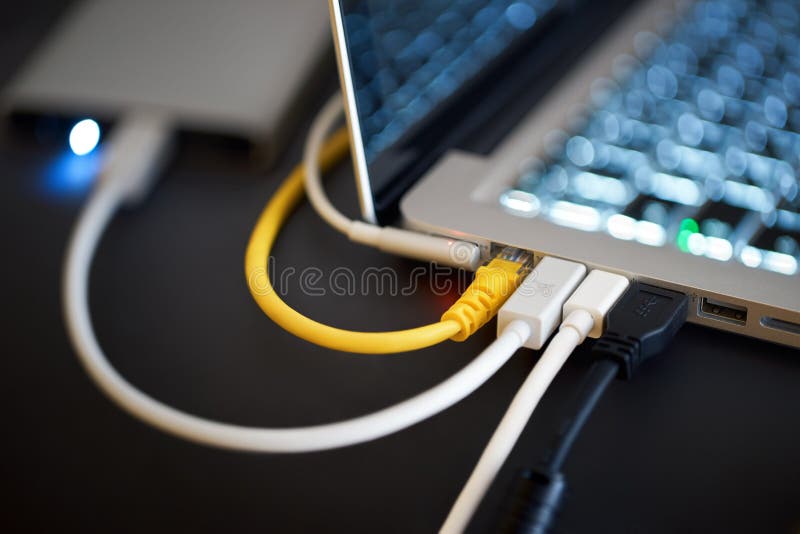 Laptop and wires stock photo. Image of disk, global, external - 52704446