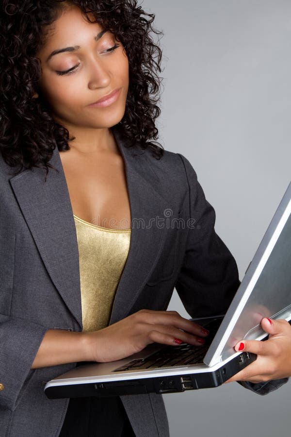 Smiling Woman with Laptop Computer Stock Image - Image of pretty ...