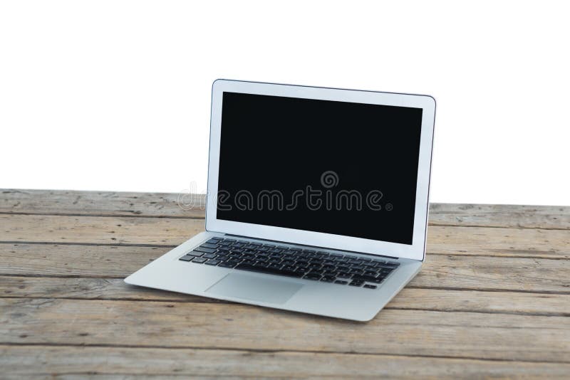 Laptop Blank Screen Wood Table No Background Stock Photos - Free ...