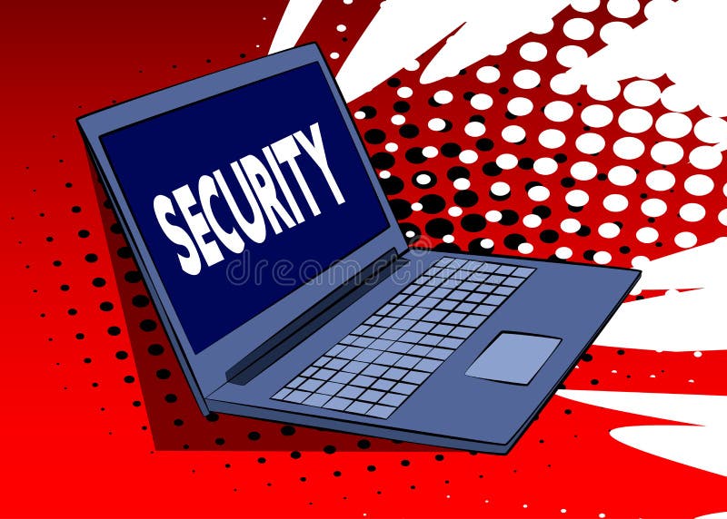 Laptop with the Word Security on the Screen. Stock Vector ...