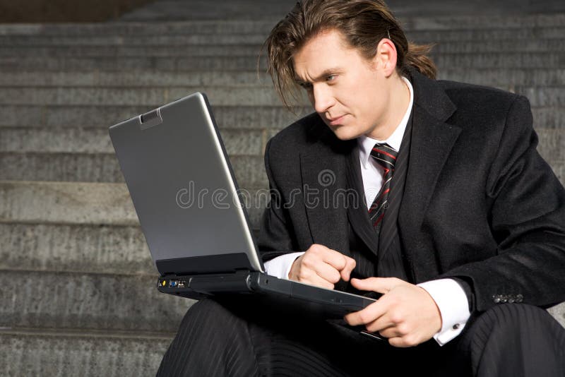 Laptop work stock image. Image of businessman, alone, employment - 7319717