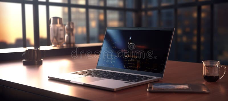 Laptop in the Work Room, Technology, Computer Stock Illustration ...