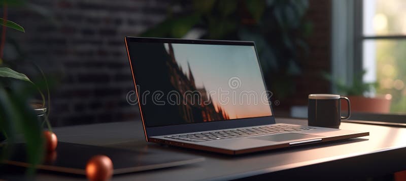 Laptop in the Work Room, Technology, Computer Stock Illustration ...