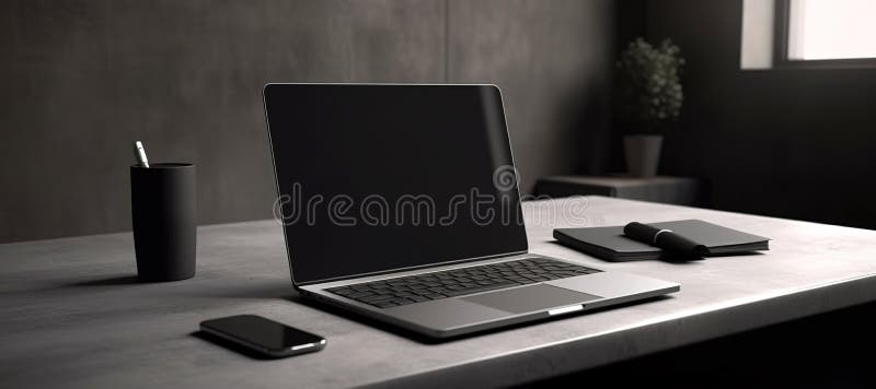 Laptop in the Work Room, Technology, Computer Stock Illustration ...
