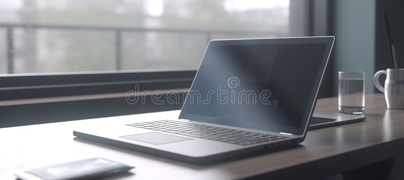 Laptop in the Work Room, Technology, Computer Stock Illustration ...