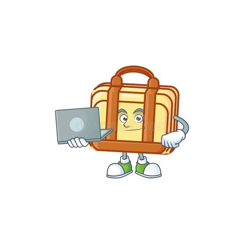 With Laptop Work Suitcase Cartoon for Materials Work Stock Vector ...