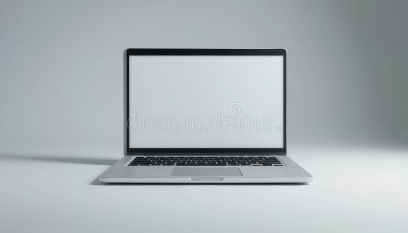 Laptop Workspace with Grey Background Stock Illustration - Illustration ...