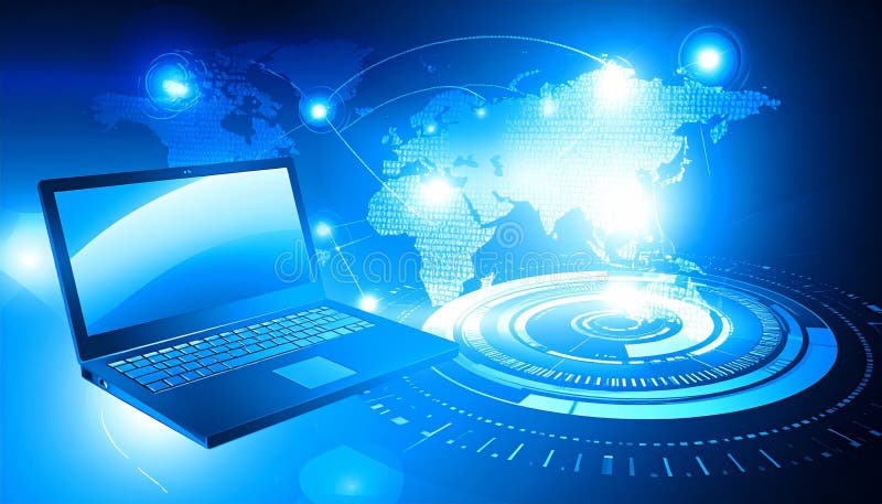 Laptop and World Map, Exploring Global Connections in Business ...